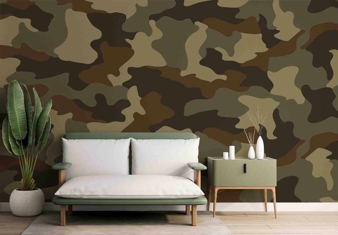 Camouflage Army Green Pattern 3D Peel and Stick, Removable Wallpaper ...