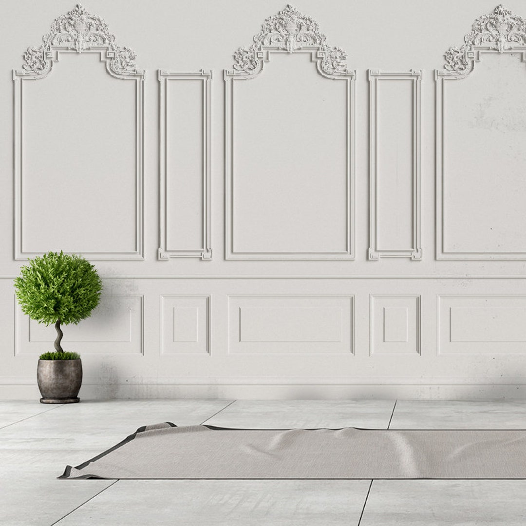 3D Molding Wallpaper, Interior Wall With Cornice Wall Mural, Embossed ...
