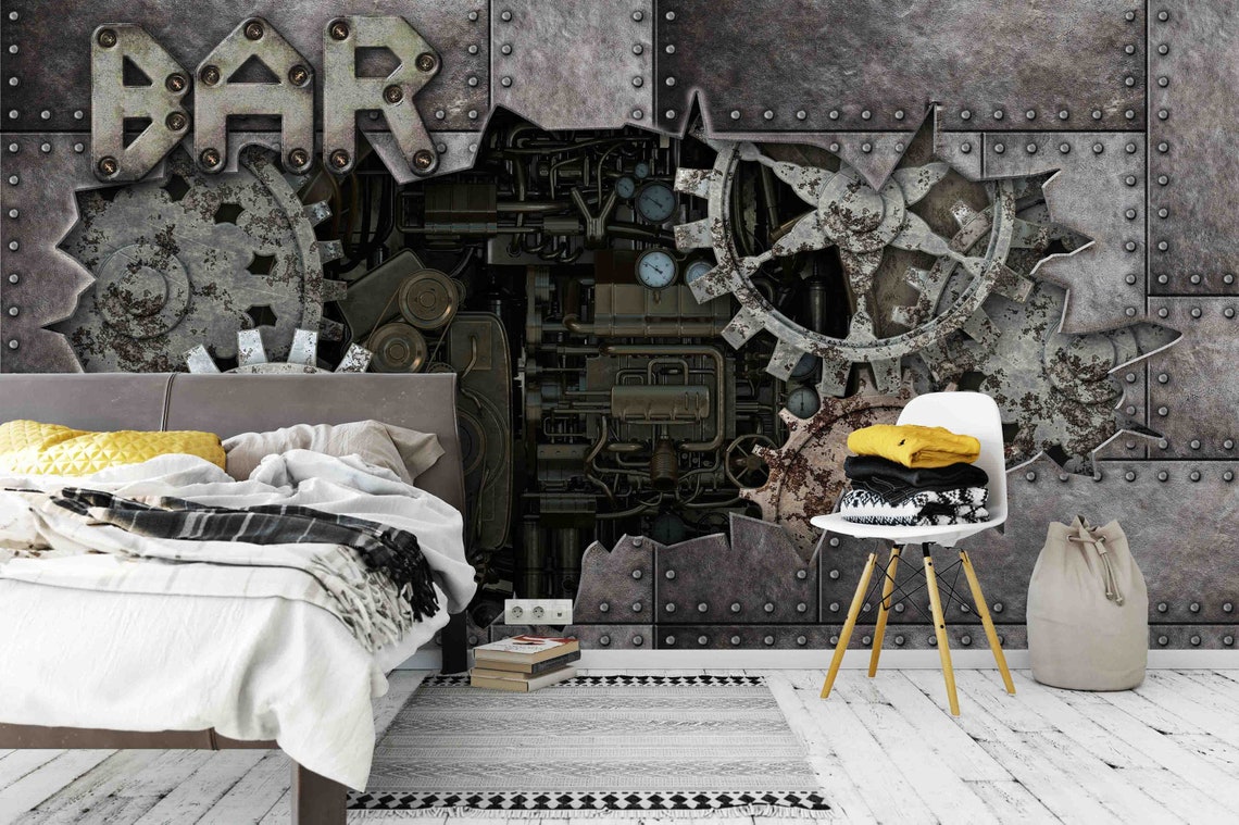 3D Gear Wallpaper Metal Wall Mural Mechanical Wall Decor - Etsy Australia