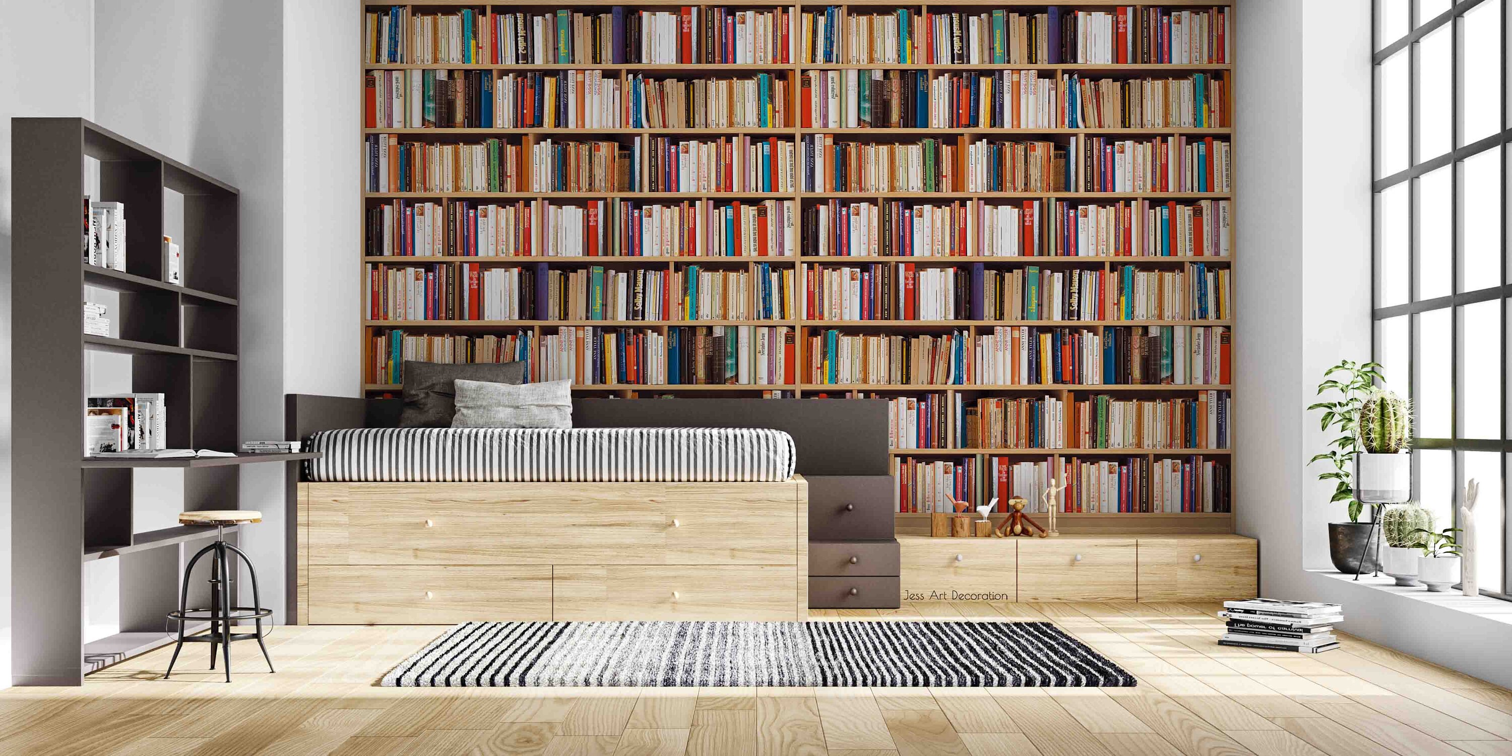 3D Books Wallpaper Bookshelf Wall Mural Library Wall Decor - Etsy Australia