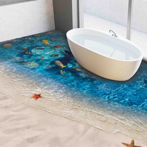3D Beach Fish Coral Starfish Sea, Vinyl Floor Mural, Self-adhesive ...