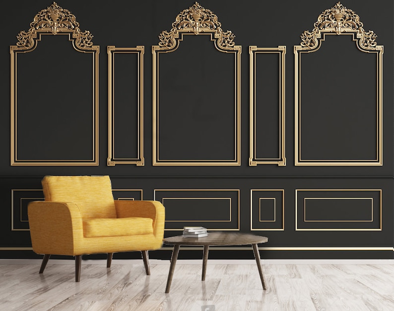 3D Molding Wallpaper Interior Wall With Cornice Wall Mural - Etsy