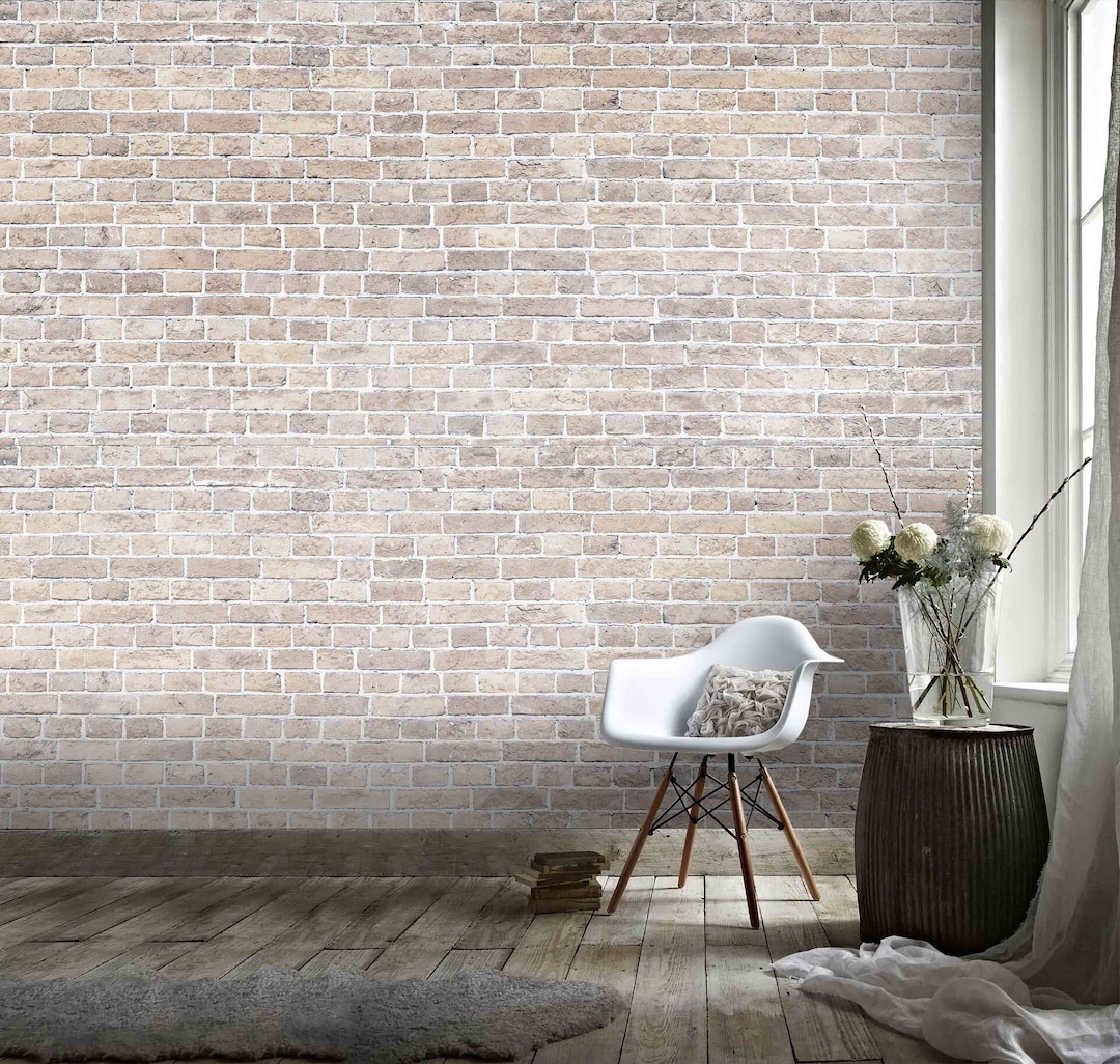 3D Stone Brick Texture Wallpaper, Light Colored Wall Mural, Realistic ...