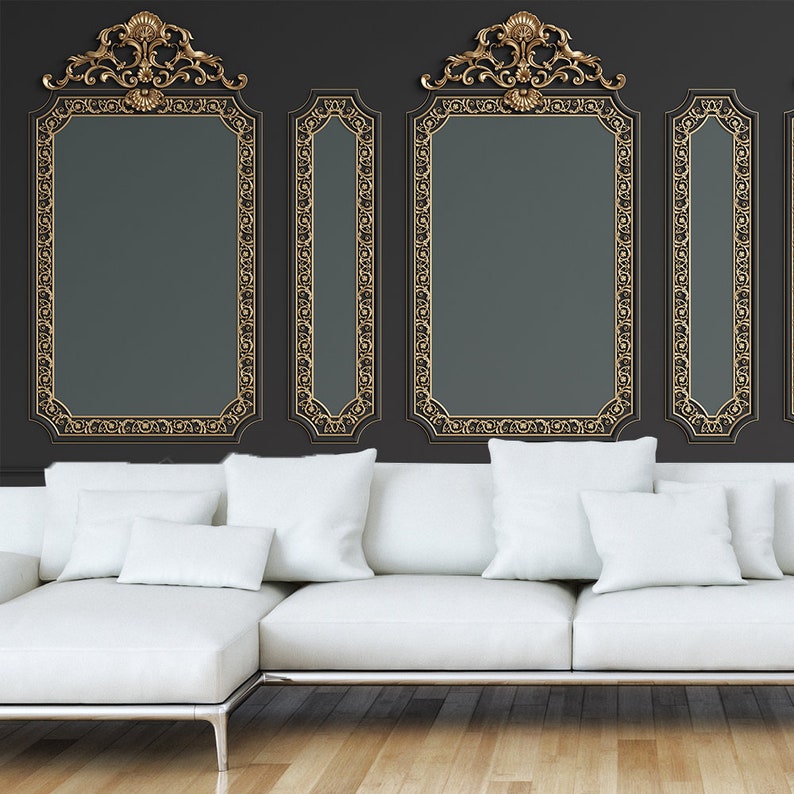 3D Embossed Cornice Wallpaper Mural, Black Wall Art, Peel and Stick - Etsy