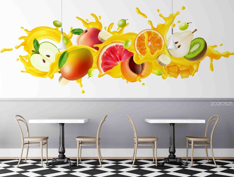 3D Fruit Wallpaper Juice Wall Mural Grapefruit Wall Decor - Etsy