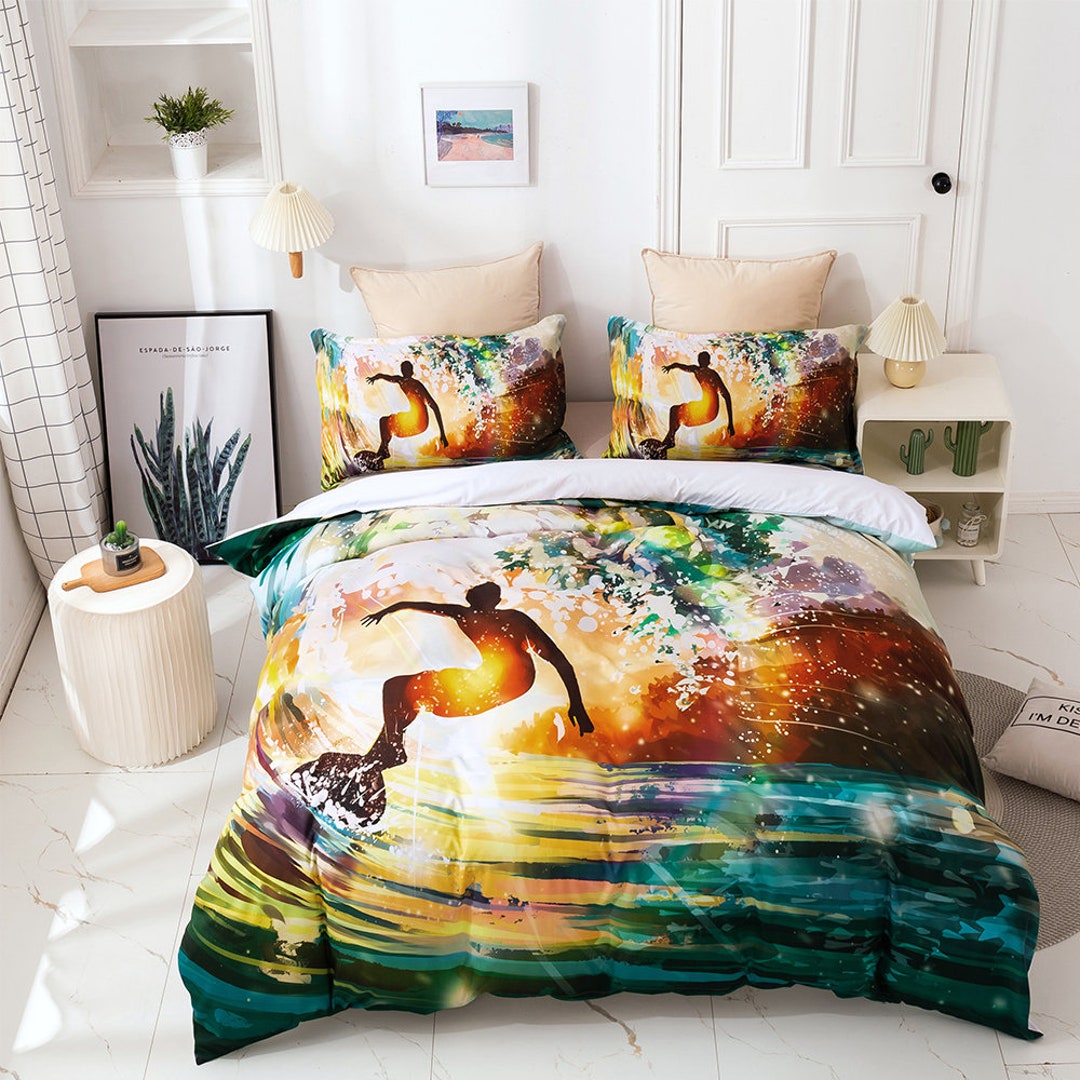 3D Surfing Duvet Covers Set, Sport Quilt Cover, Sunshine Bedding Set ...