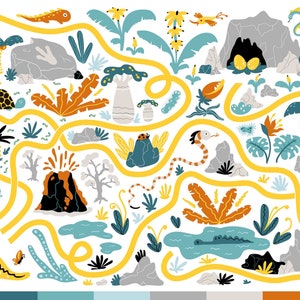 Cartoon Maze Volcano Dinosaur Kids 3D Peel and Stick, Removable ...