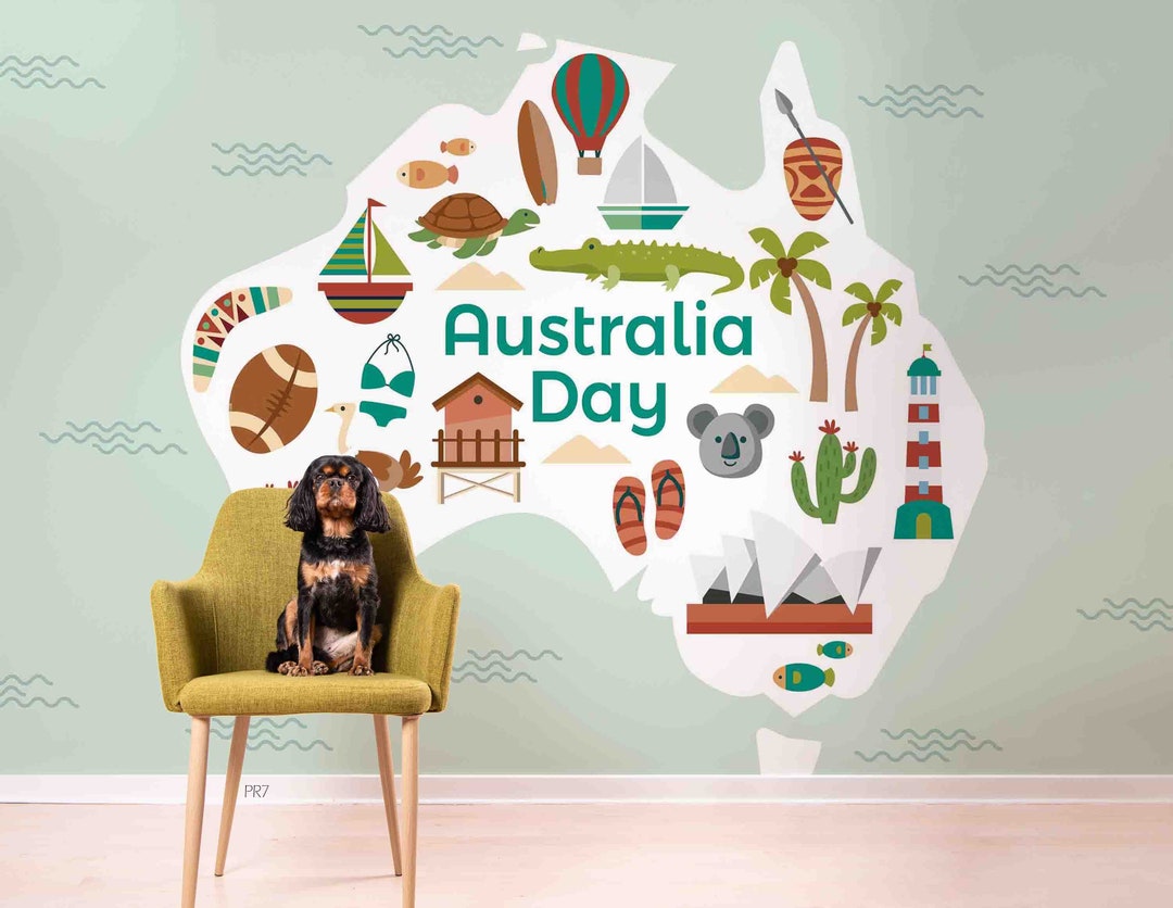 Australia Day Holidays Map Animal 3D Peel and Stick, Removable ...