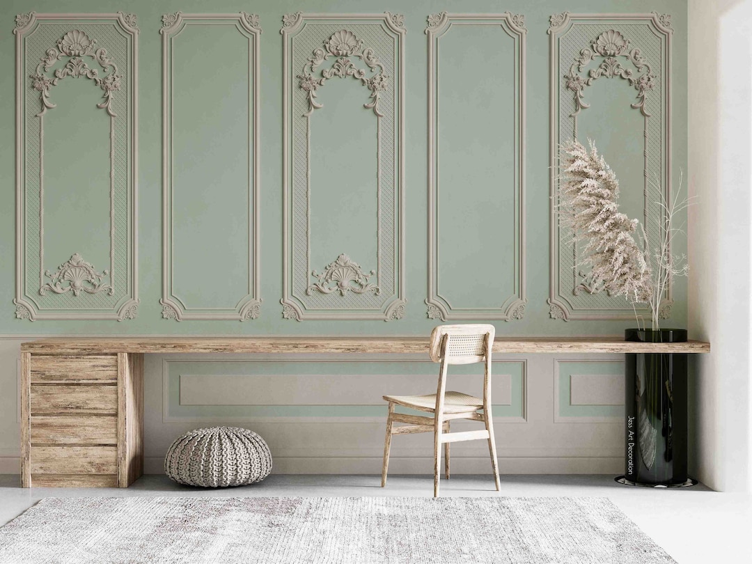3D Molding Wallpaper, Interior Wall With Cornice Wall Mural, European ...