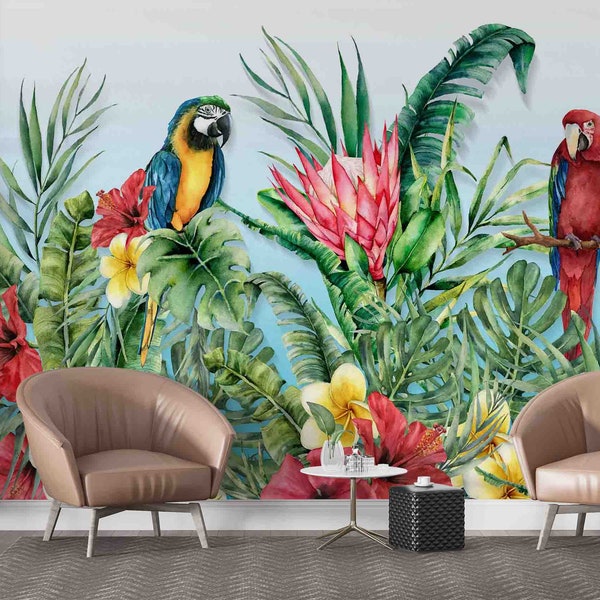 Tropical Plant Mural - Etsy