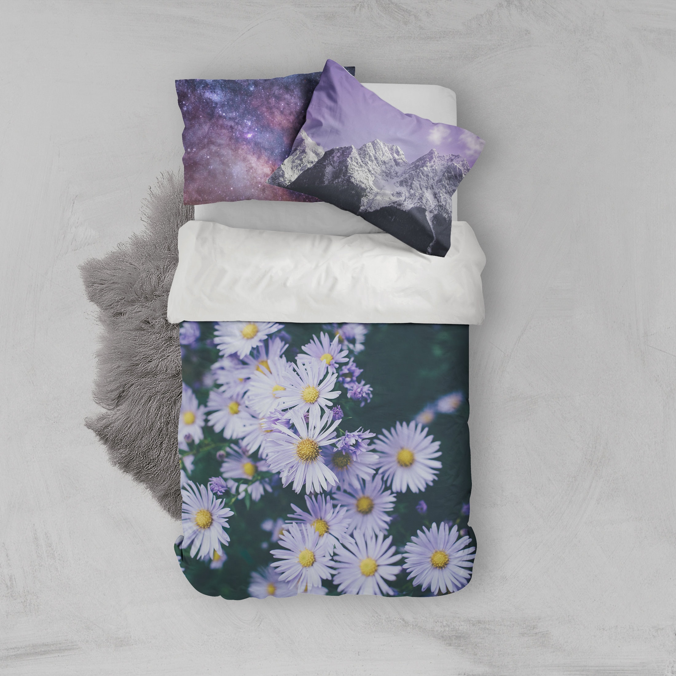 3D Daisy Duvet Covers Set Flower Quilt Cover Purple Bedding - Etsy