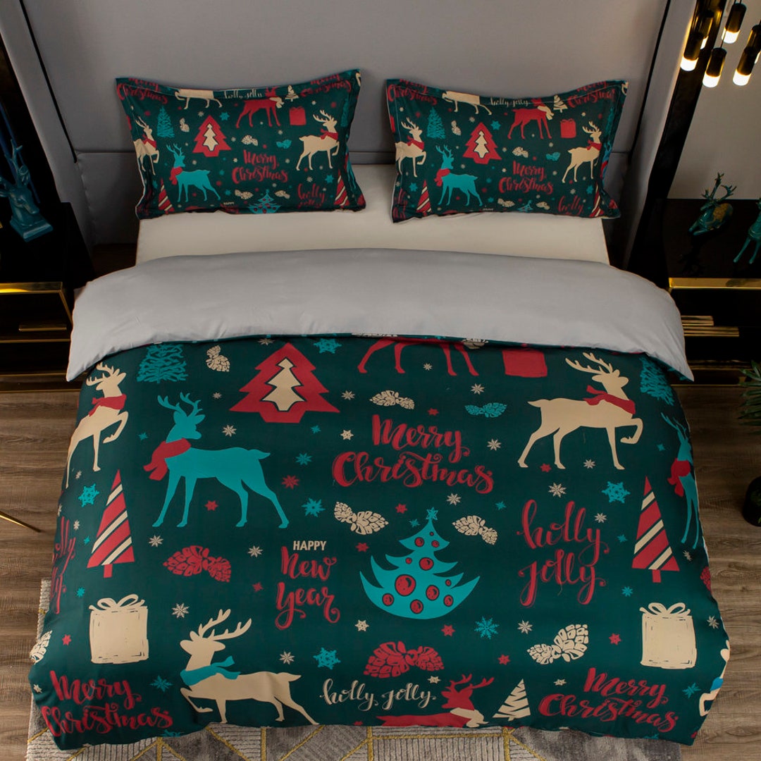 3D Christmas Duvet Covers Set, Cartoon Quilt Cover, Elk Bedding Set ...
