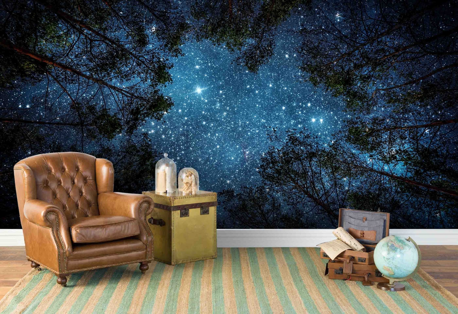 3D Starry Wallpaper Sky Wall Mural Forest Wall Decor - Etsy