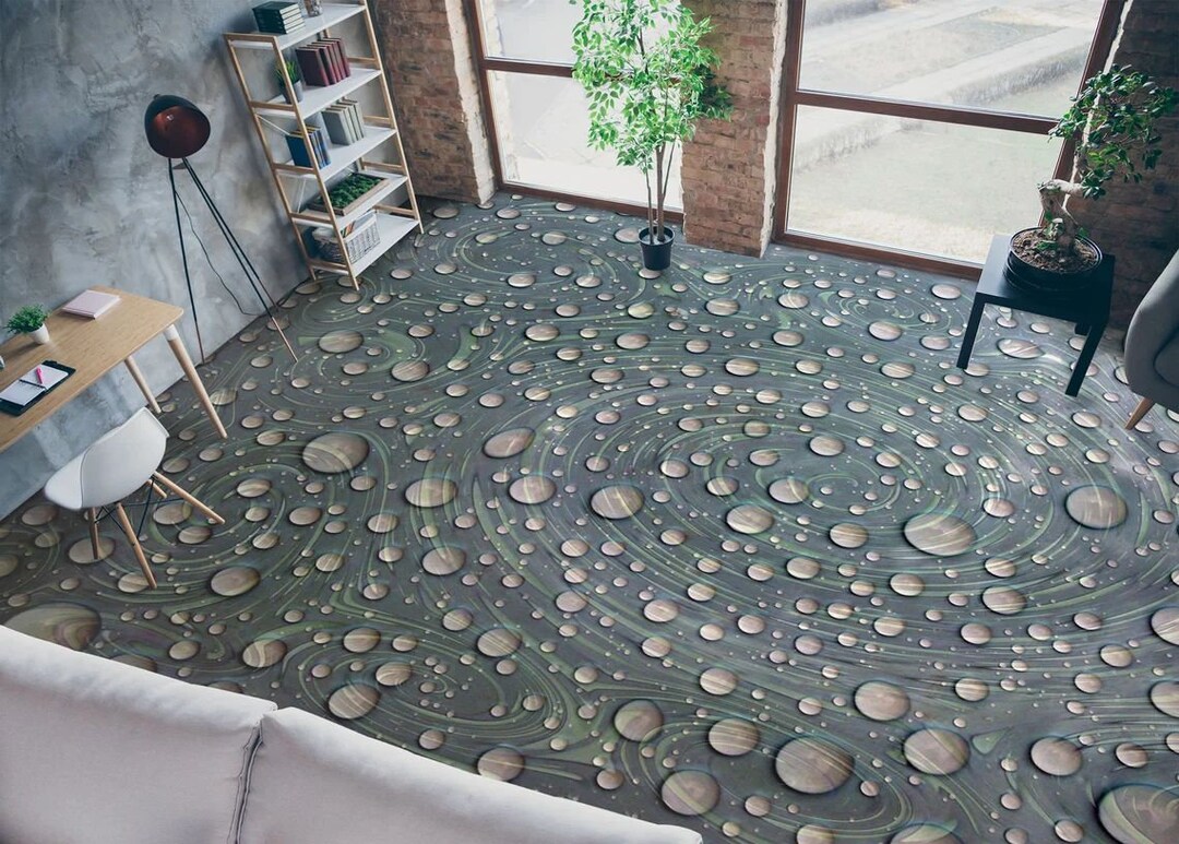 3D Gray Swirl Dewdrop, Vinyl Floor Mural, Self-adhesive Vinyl, Floor ...