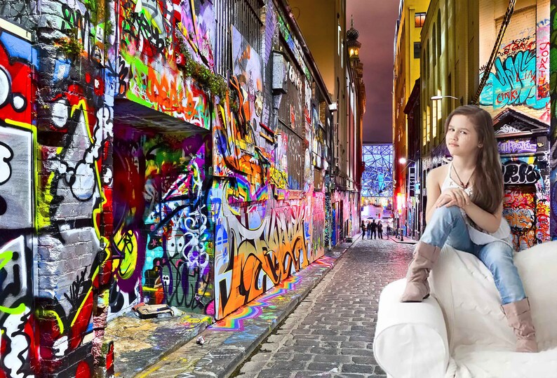 3D Graffiti Street Mural Wallpaper, Abstract Colorful Wall Art, Peel ...