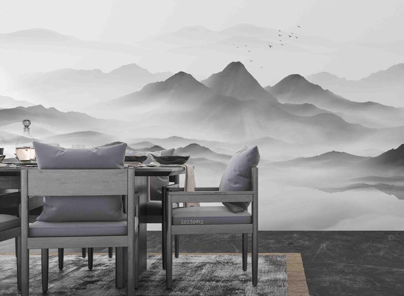 3D Mountain Landscape Wallpaper Mural – Peel and Stick Wall Art - Etsy