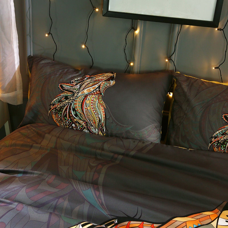 3D Wolf Duvet Covers Set, National Quilt Cover, Colorful Bedding Set ...