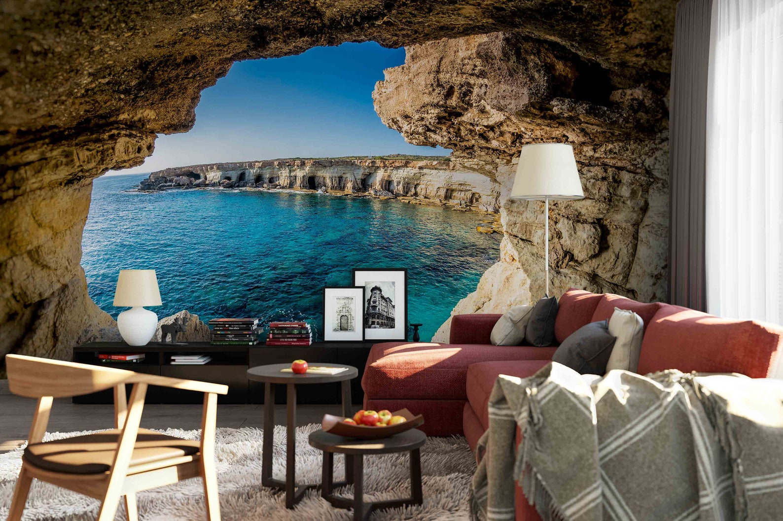 3D Seaside Cave Landscape Wallpaper-peel and Stick Wall - Etsy
