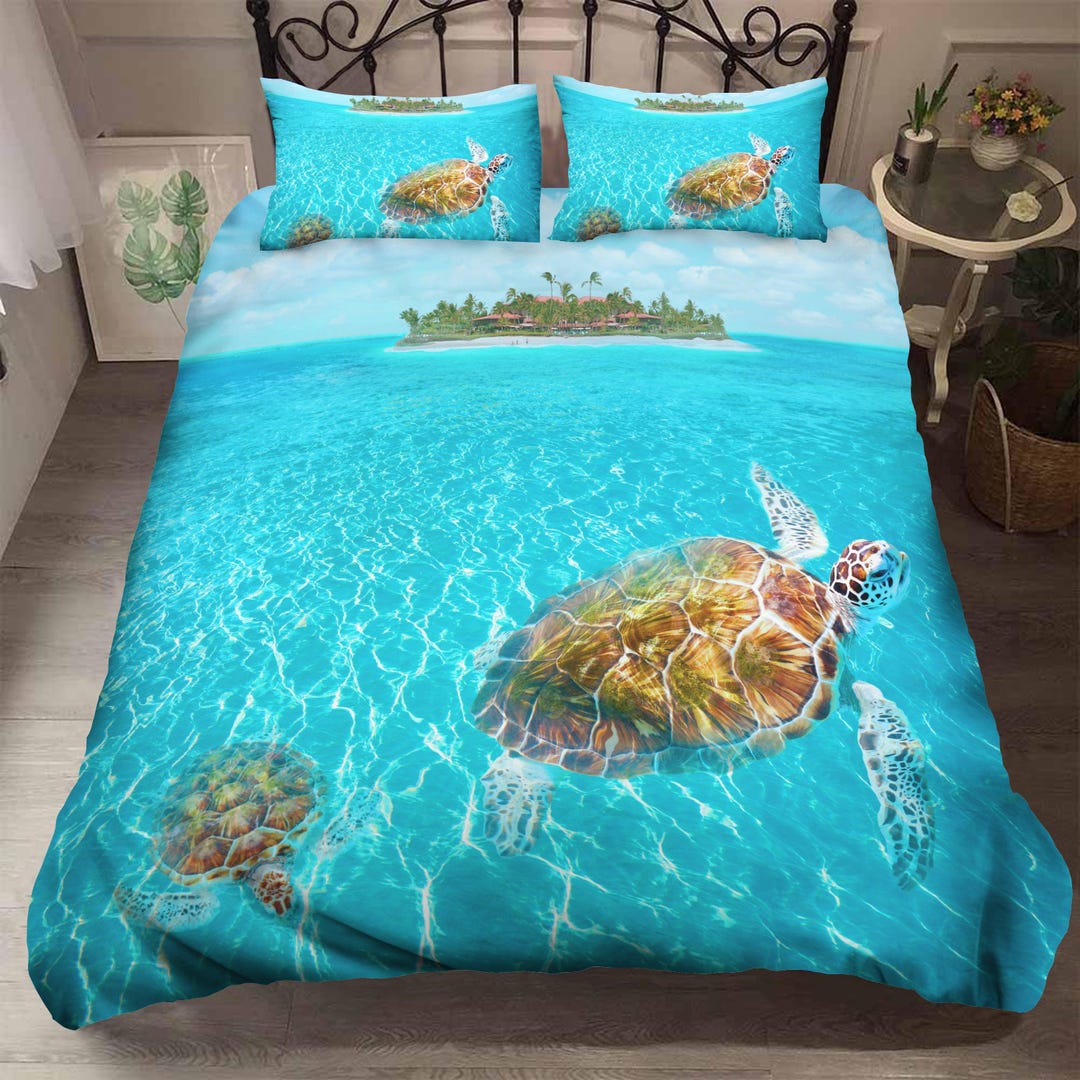 3D Sea Duvet Covers Set, Turtle Quilt Cover, Islang Bedding Set, Forest ...