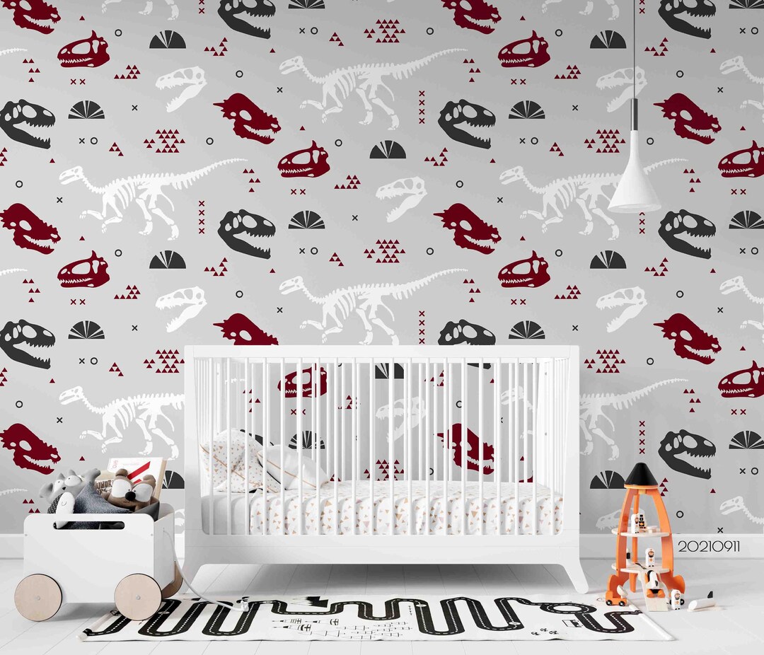 Dinosaur Fossils Pattern Wallpaper Mural: Peel and Stick Wall Art - Etsy