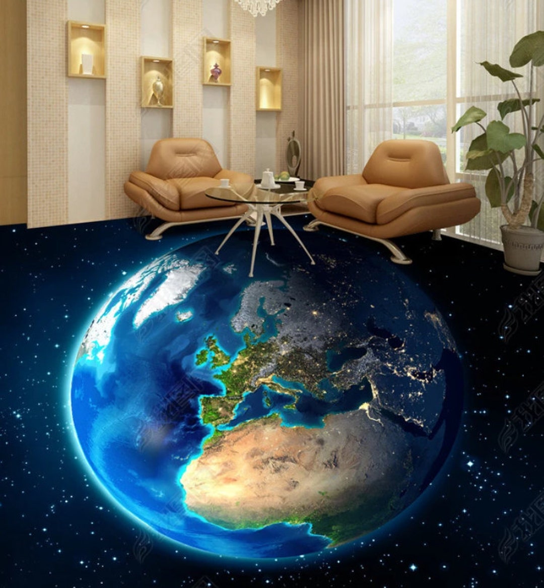 3D Earth Outer Space, Vinyl Floor Mural, Self-adhesive Vinyl, Floor Art ...