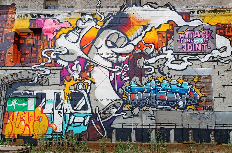 3D Graffiti Wallpaper Mural, Peel and Stick Street Art Decor - Etsy