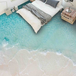 3D Beach Blue Sea, Vinyl Floor Mural, Self-adhesive Vinyl, Floor Art ...