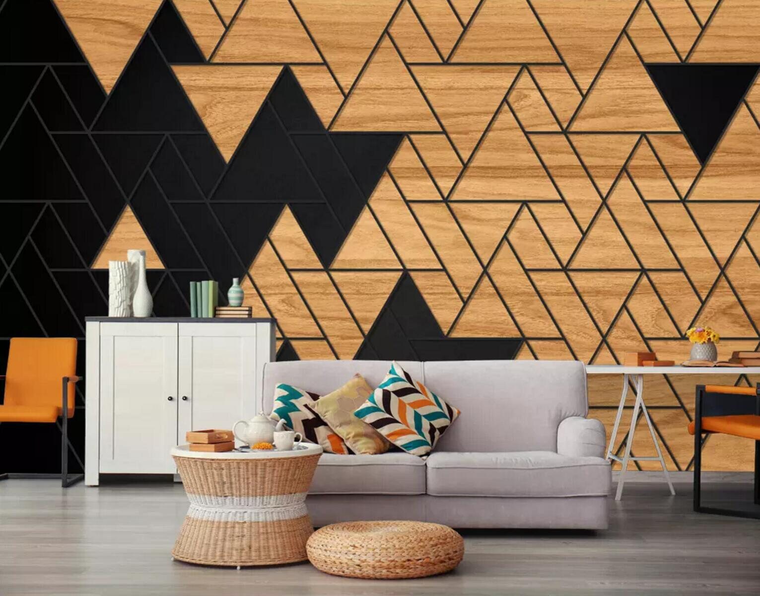 3D Triangle Wallpaper Geometric Wall Mural Planks Wall - Etsy Australia