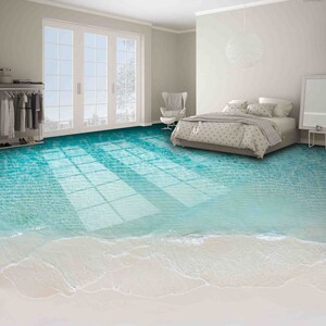 3D Beach Blue Sea, Vinyl Floor Mural, Self-adhesive Vinyl, Floor Art ...