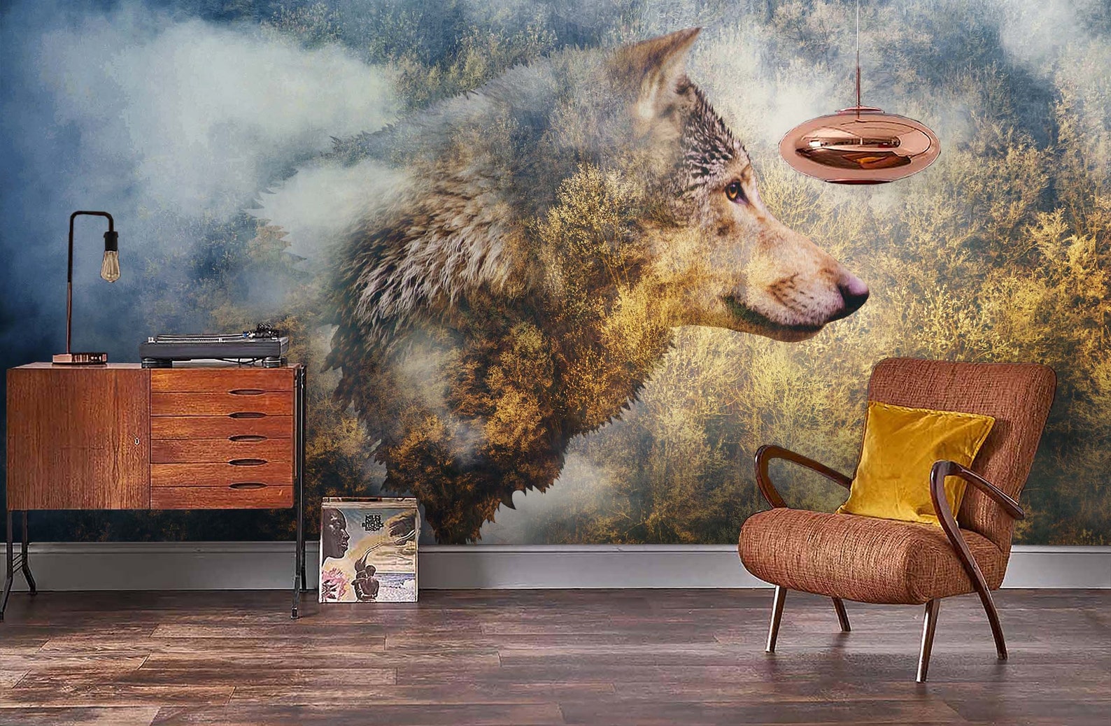 3D Wolf Wallpaper Forest Wall Mural Autumn Wall Decor - Etsy