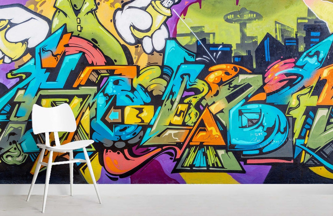 3D Graffiti Wallpaper, Letters Wall Mural, Street Art Wall Decor ...