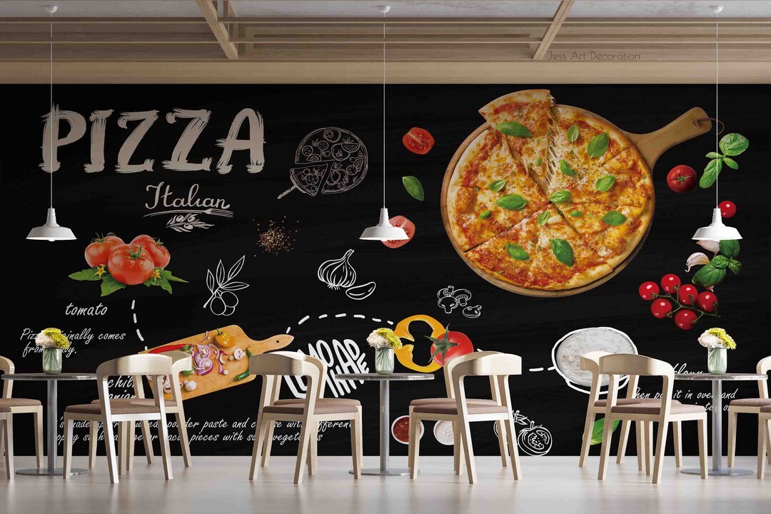 Pizza Tomato Letters Wallpaper, Removable Wall Mural (peel & Stick) - Etsy
