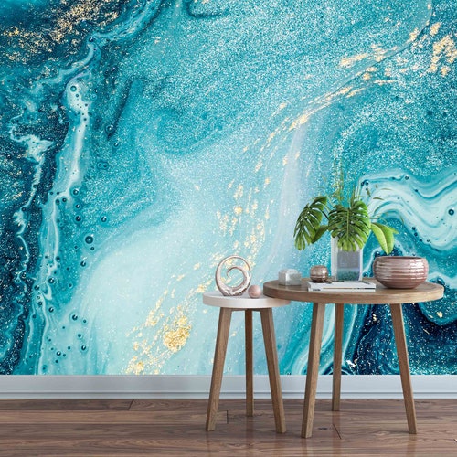 Abstract Blue Marble Wall Mural Peel and Stick Wallpaper Print - Etsy