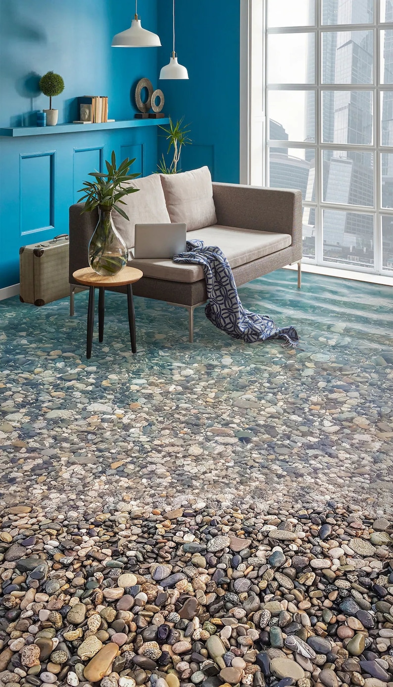 3D Sea Pebbles Vinyl Floor Mural, Self-adhesive Floor Art - Etsy