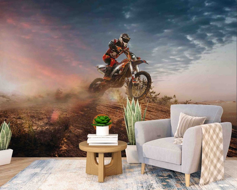 Motorcycle Extreme Sports 3D Wallpaper Mural, Peel and Stick - Etsy