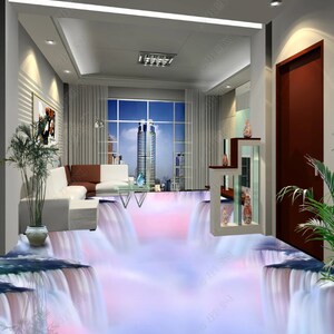 3D Waterfall Cliff Pink, Vinyl Floor Mural, Self-adhesive Vinyl, Floor ...