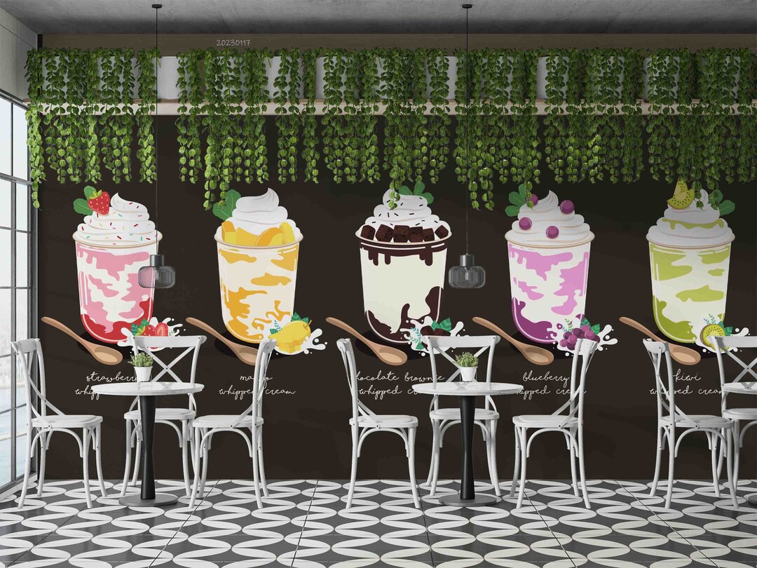3D Ice Cream, Black Background, Bubble Tea, Milk Tea Shop, Pearl Tea ...