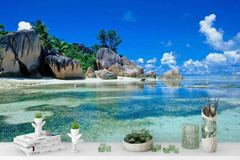 Beach Scene Wall Mural, 3D Sky, Peel and Stick Wallpaper - Etsy