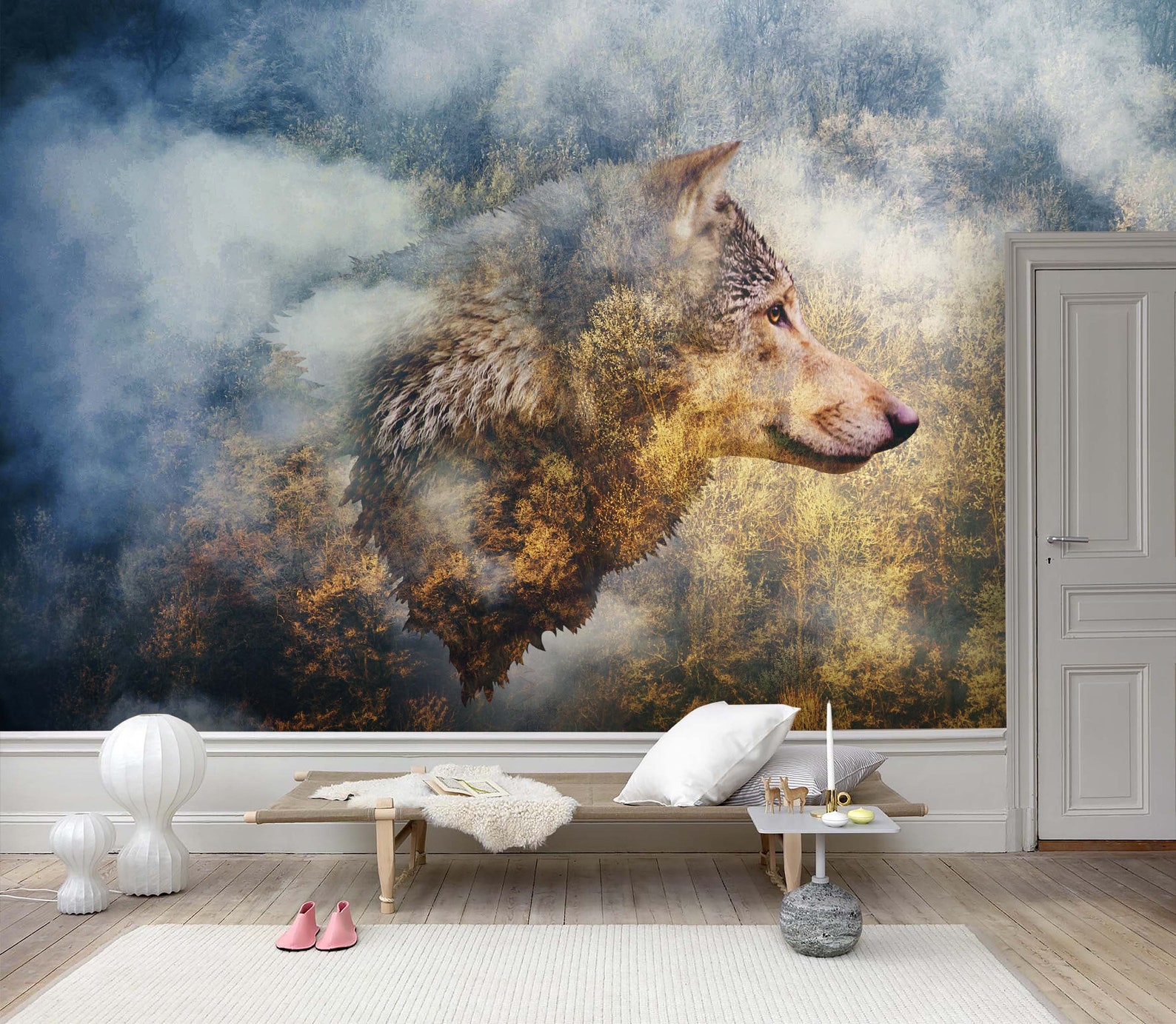 3D Wolf Wallpaper Forest Wall Mural Autumn Wall Decor - Etsy