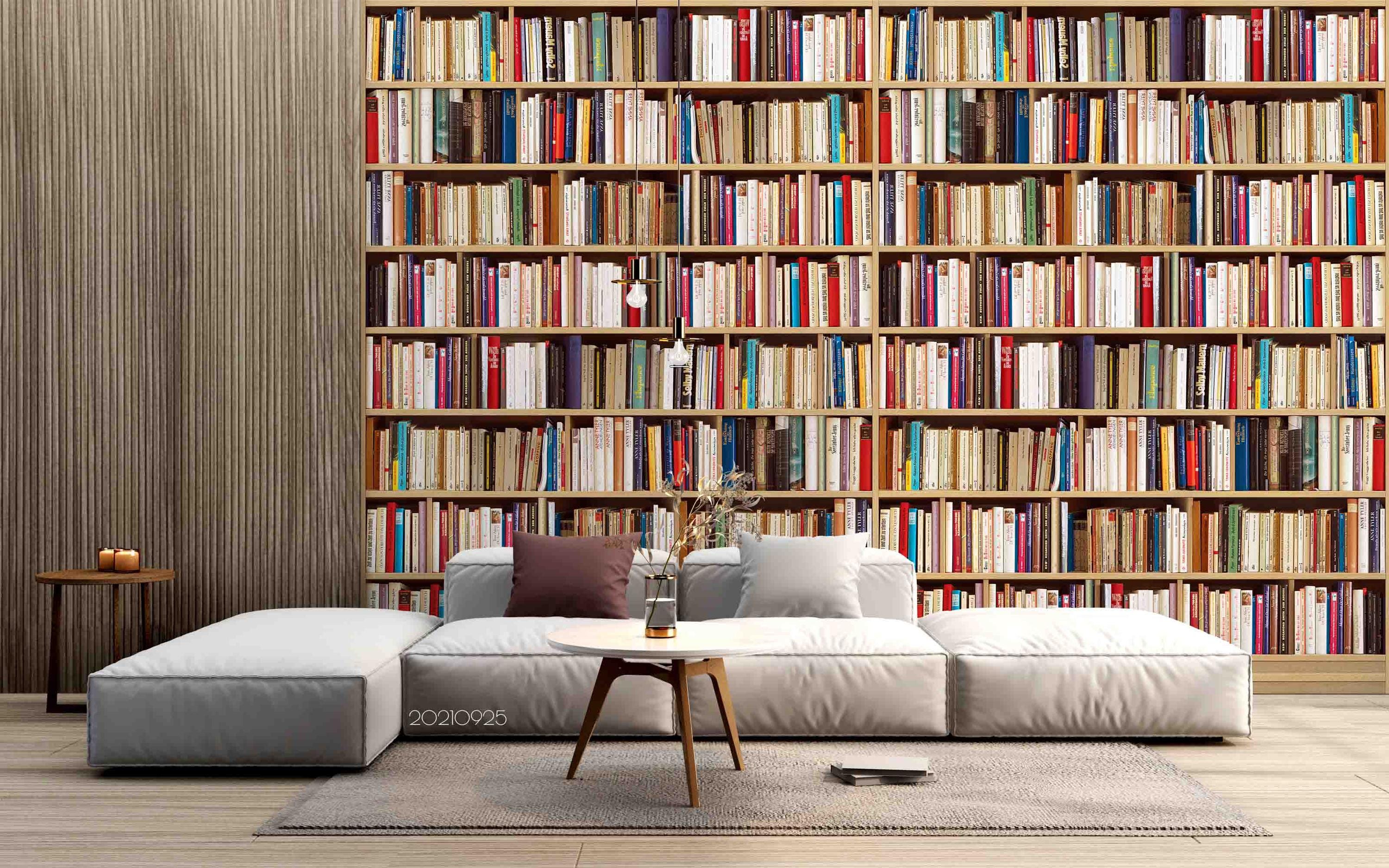 Bookshelf Wall Mural – 3D Modern Library Wallpaper, Peel and Stick - Etsy