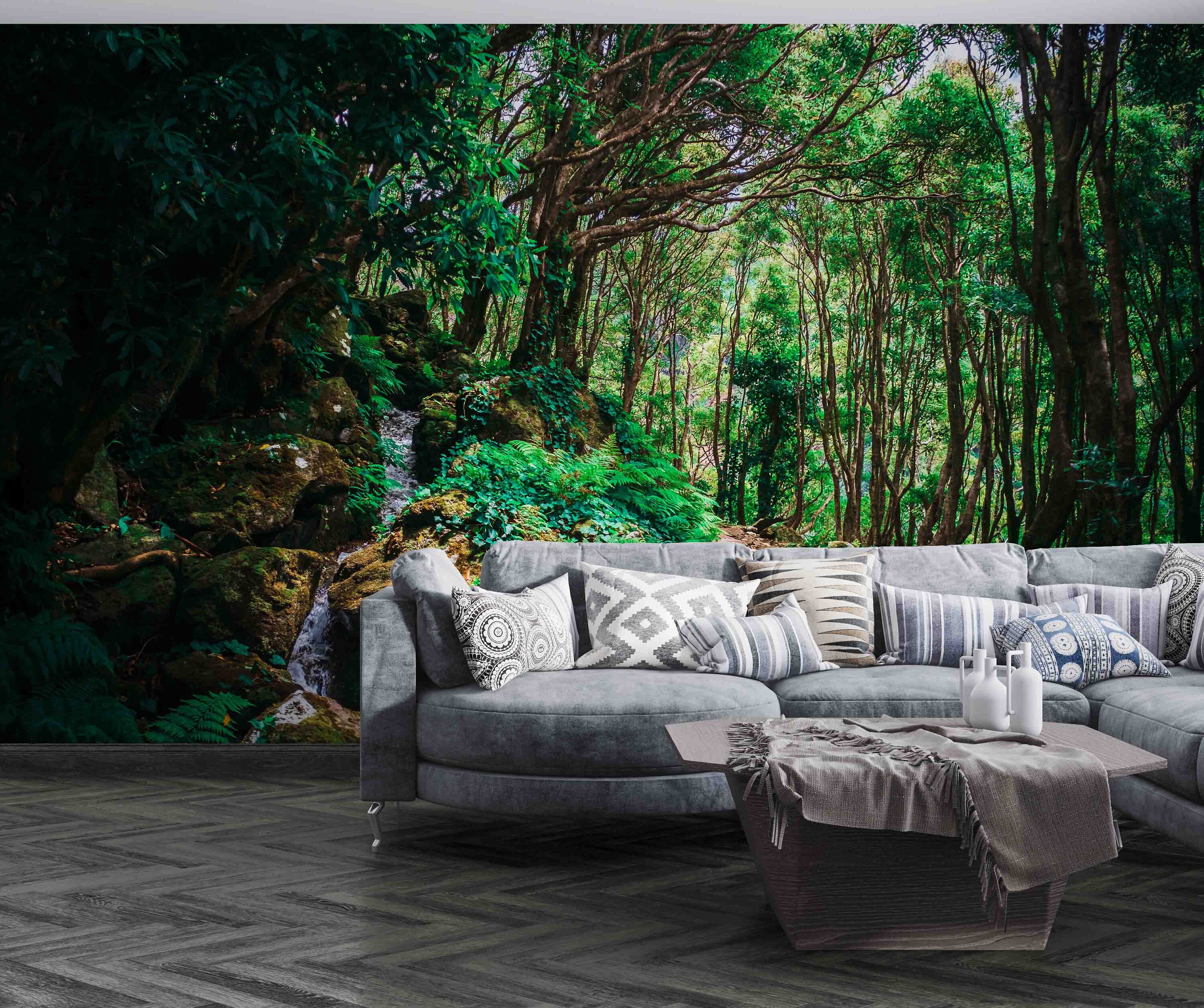 Tropical Forest Path Wallpaper Mural, Peel and Stick Removable Wall ...