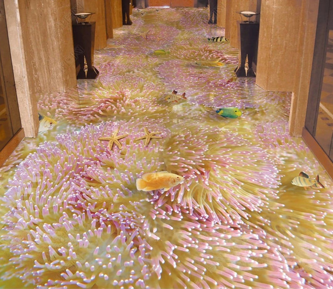3D Coral Fish Starfish, Vinyl Floor Mural, Self-adhesive Vinyl, Floor ...