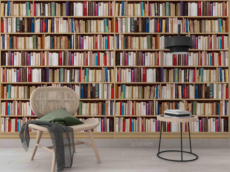 Bookshelf Wall Mural – 3D Modern Library Wallpaper, Peel and Stick - Etsy