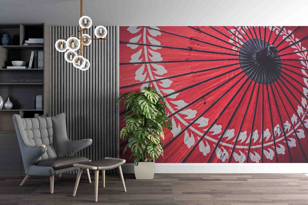 Red Umbrella Wallpaper Mural, Peel and Stick, Removable Wallpaper - Etsy