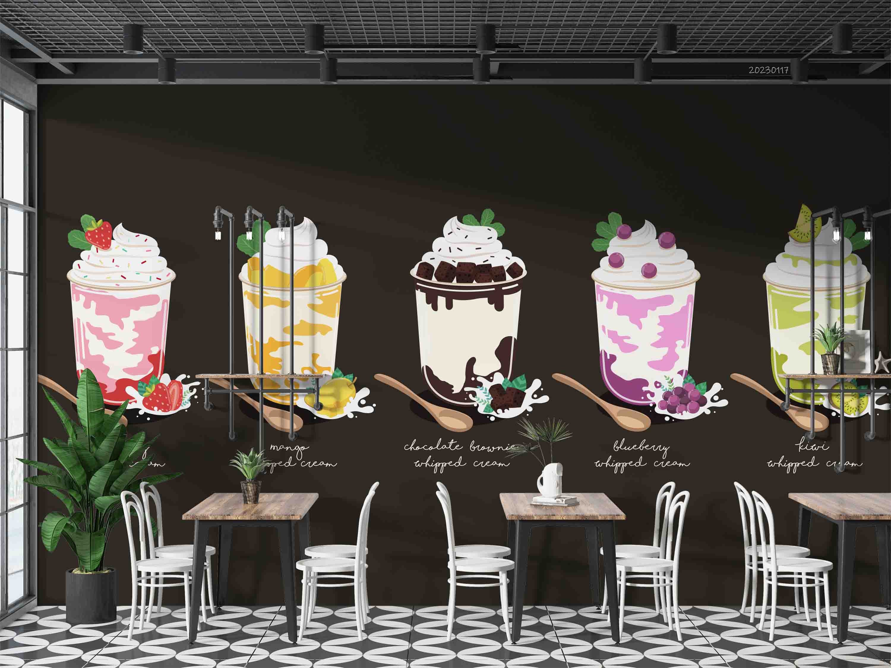 3D Bubble Tea Wallpaper, Milk Tea Shop Wall Art, Peel and Stick - Etsy