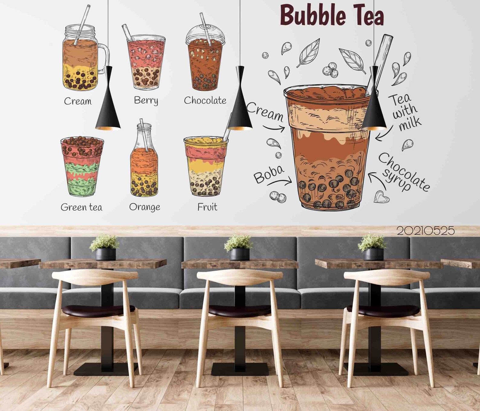 3D Drink Wallpaper Bubble Tea Wall Mural Various Flavors - Etsy Australia