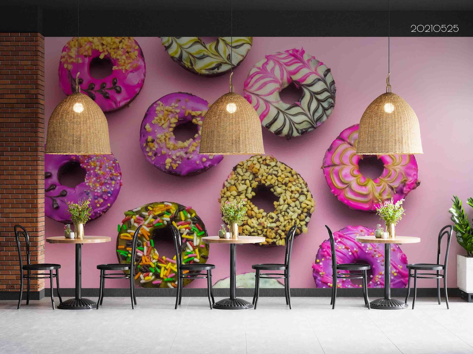 3D Donut Wallpaper Colorful Wall Mural Bread Wall Decor - Etsy