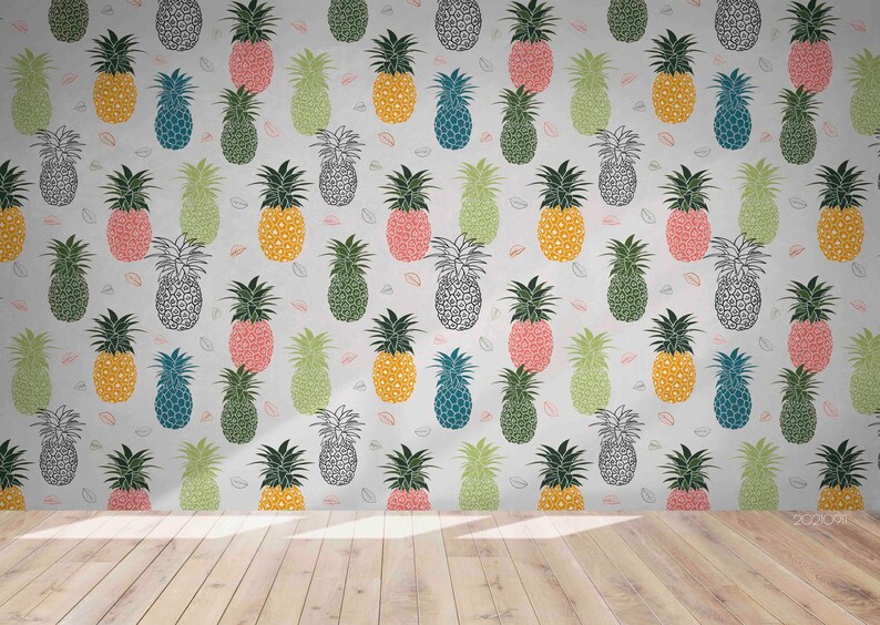 Pineapple Pattern Wallpaper: 3D Fruit Wall Mural, Peel and Stick - Etsy