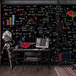 3D Math Wallpaper, Formulas Wall Mural, Graphics Wall Decor, Blackboard ...