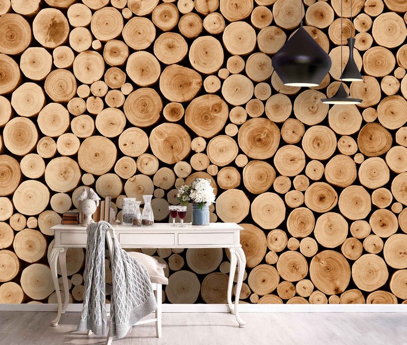 3D Wood Texture Wallpaper, Stump Wall Mural, Peel and Stick - Etsy Israel